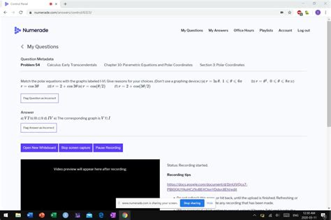 Solved Match The Polar Equations With The Graphs Labeled I Vi Give Reasons For Your Choices