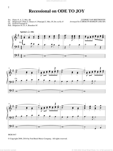 Beethoven Recessional On Ode To Joy Arr Carolyn Hamlin Sheet Music