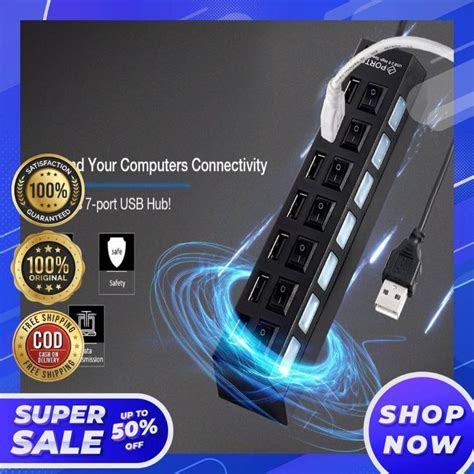 Original Multi 7port USB Hub 2 0 Adapter High Speed On Off Switch Portable Mobile Phones