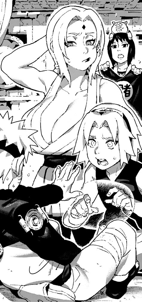 Haruno Sakura Uzumaki Naruto Tsunade Shizune And Tonton Naruto And