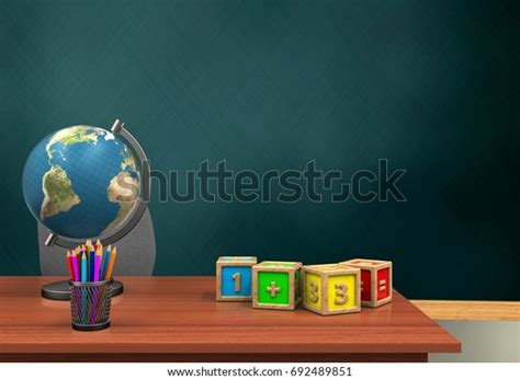 3d Illustration Schoolboard Math Cubes Globe ภาพประกอบสต็อก 692489851 Shutterstock