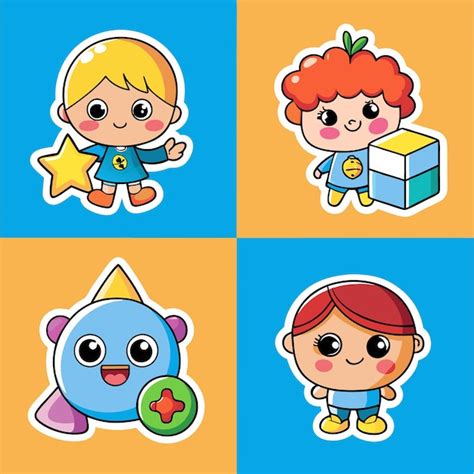 Stickers Para Niños Vector Premium Generado Con Ia