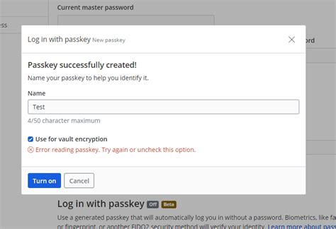 problem with log in with passkey r bitwarden