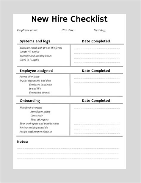 New Hire Preboarding Checklist Weos
