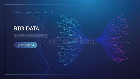 blue particle data flow on dark background for technology and big data stock vector
