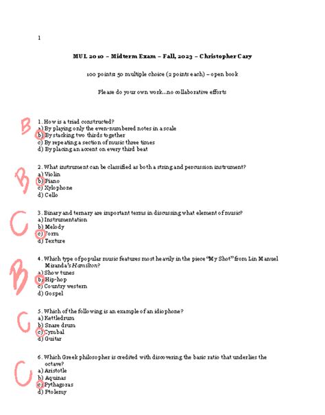 Mul2010 Midterm Exam Answers 1 Mul 2010 Midterm Exam Fall 202 3 Christopher Cary 100