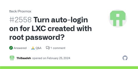 Turn Auto Login On For LXC Created With Root Password Tteck Proxmox Discussion GitHub