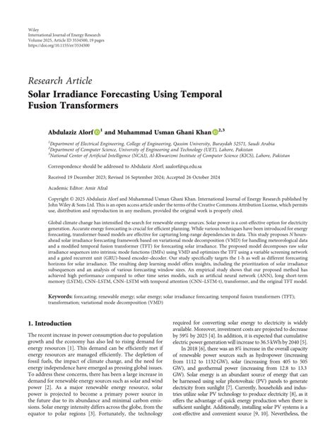 Pdf Solar Irradiance Forecasting Using Temporal Fusion Transformers