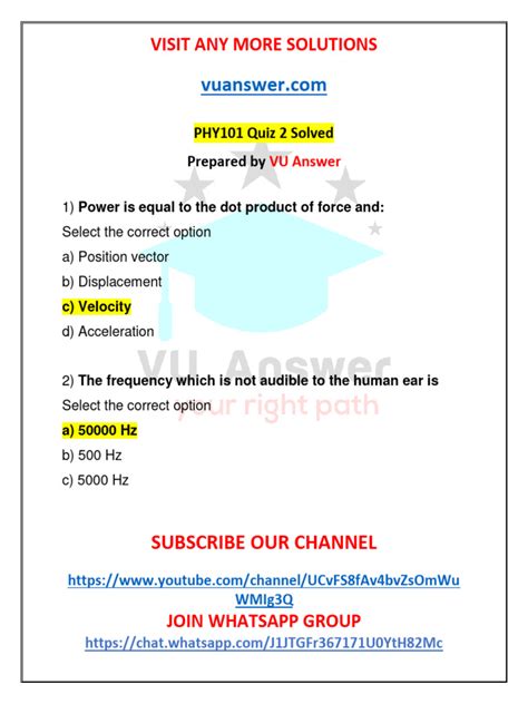 phy101 quiz 2 solved by vu answer pdf velocity acceleration