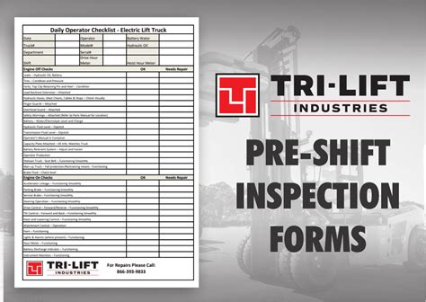 Forklift Pre Shift Inspection Forms Tri Lift Industries