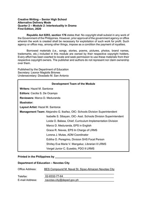 sdo navotas creative writing q2 m2 intertextuality in drama fv 22 pdf