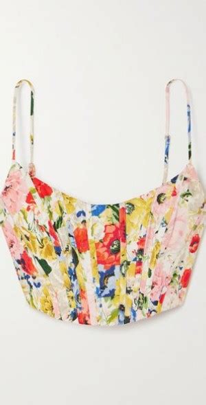 Zimmermann Net Sustain Alight Cropped Shirred Floral Print Linen