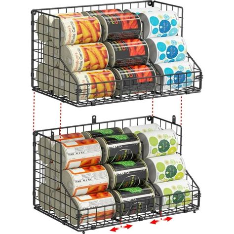 Cosrack 3 Tier Stackable Can Organizer Metal Wire Basket Black 12