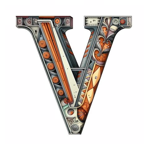 Premium Ai Image A Letter V With A White Background And A Black And
