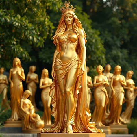 A Shiny Solid Gold Statue Of Queen Midas