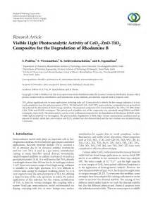 Pdf Visible Light Photocatalytic Activity Of Ceo 2 Zno Tio 2 Composites For The Degradation