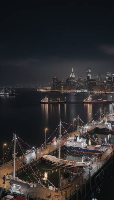 Free Harbor Lights Reflection Image Harbor Night Ships Download