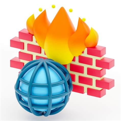 Premium Photo Network Fire Wall 3d Icon Represented With Fire Burning