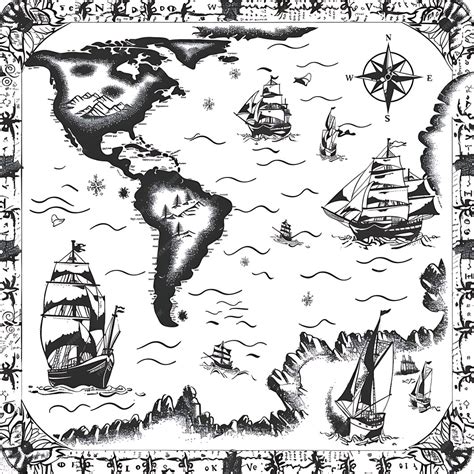 Premium Photo Frame Of Map Cnc Art With Compass And Ship Motifs Small