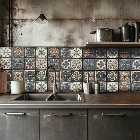 Vintage Spanish Tile Stickers Peel And Stick Backsplash Waterproof Etsy