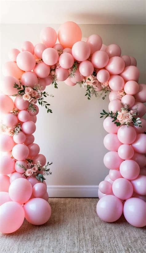 23 Elegant Bridal Shower Balloon Arch Ideas With Blush And Champagne