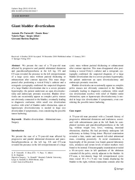 Pdf Giant Bladder Diverticulum