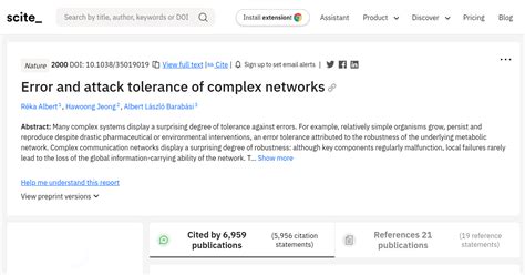 Error And Attack Tolerance Of Complex Networks [scite Report]
