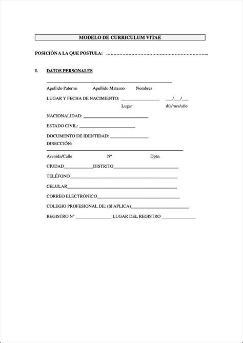 Descargar Plantillas Curriculum Vitae Para Rellenar Gratis Moseia