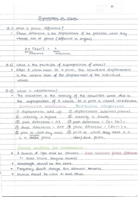 Solution Superposition Of Waves Physics Handwritten Notes Studypool
