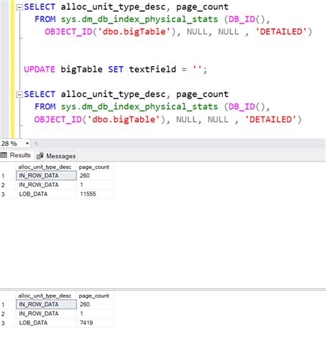 Reclaim Space From Deprecated Sql Text Columns