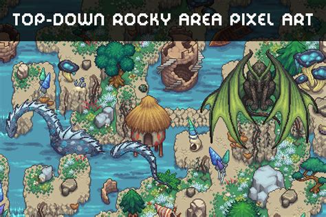 Rocky Top Down Tileset Pixel Art For Rpg