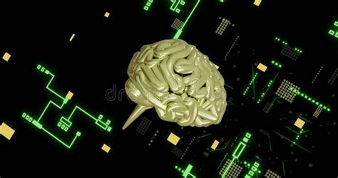 Digital Brain Surrounded By Circuits Representing Artificial Intelligence Technology Stock
