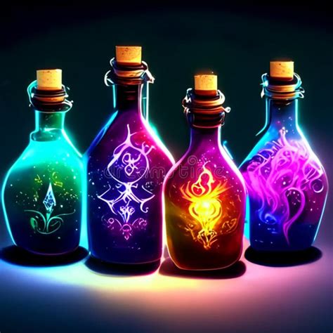 Illustration Vectorielle De Bouteilles De Potion Magique Avec