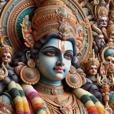 Premium Psd Hyperrealistic Holy Sacred Golden Hindu Lord Rama Navami