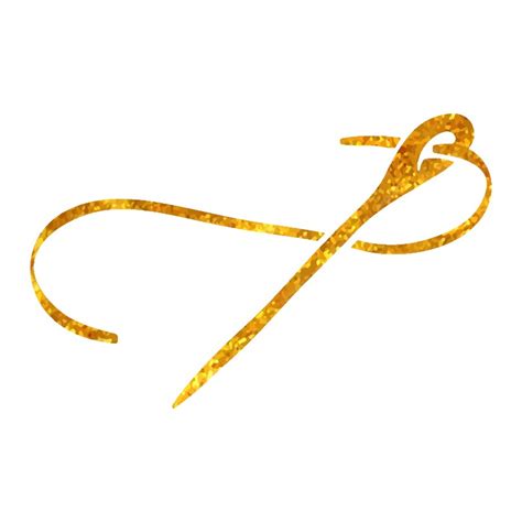 Premium Vector Hand Drawn Needle Icon In Gold Foil Texture Vector