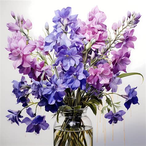 Larkspur Flowers Bouquet Watercolor Clipart Floral Larkspur Etsy