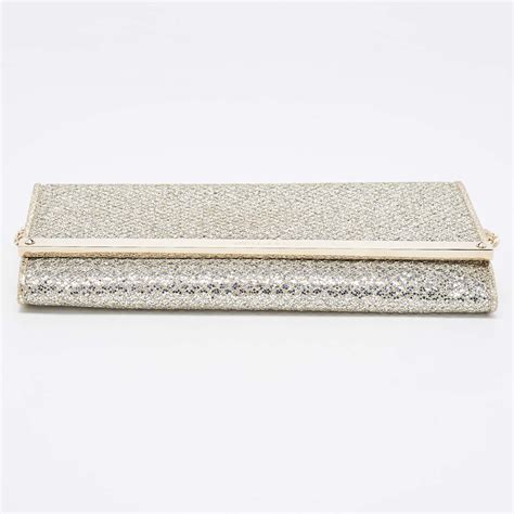 Jimmy Choo Silver Glitter Fabric Milla Chain Clutch For Sale At 1stdibs