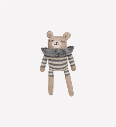 Doudou Ourson Combishort Rayé Ardoise Main Sauvage Histoire De Tribu