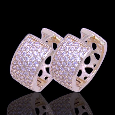 Gold Filled Oro Laminado Royal Moroccan Gems Cz Huggie Earrings Kuania
