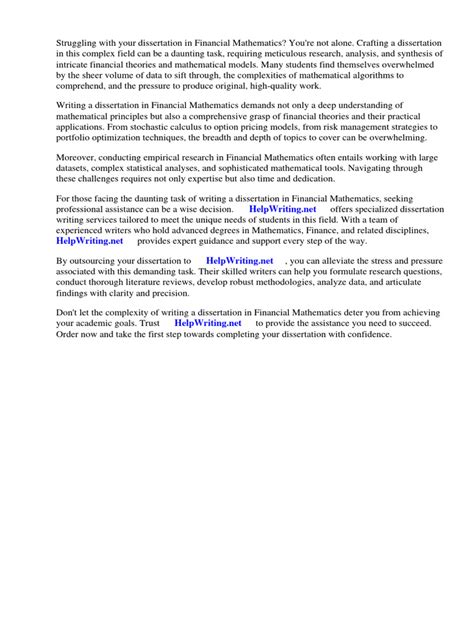 Dissertation Financial Mathematics Pdf Mortgages Loans