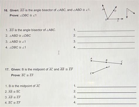 16 Given Vector Bd Is The Angle Bisector Of ∠ Abc And ∠ Abd≌ ∠ 1 Prove ∠ Dbc≌ ∠ 1 1 [math]