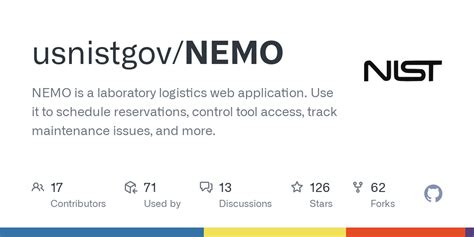 Github Usnistgov Nemo Nemo Is A Laboratory Logistics Web Application Use It To Schedule