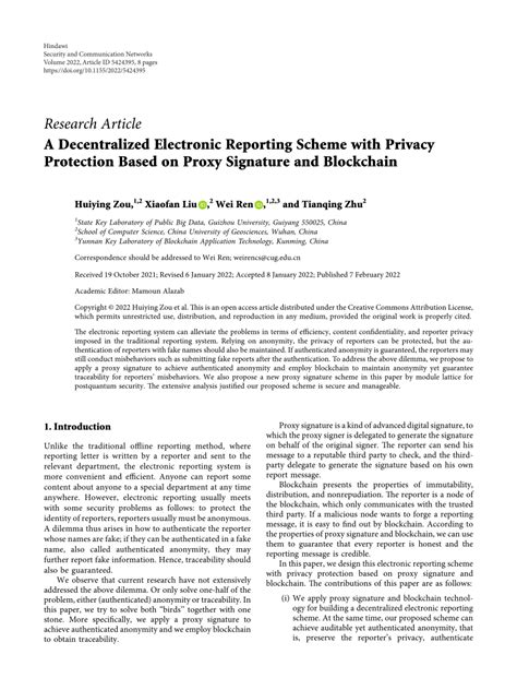 Pdf A Decentralized Electronic Reporting Scheme With Privacy Protection Based On Proxy