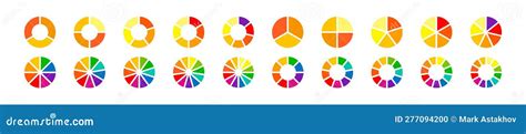 Circle Pie Chart Icons Pie Charts Diagram Colorful Diagram Vector