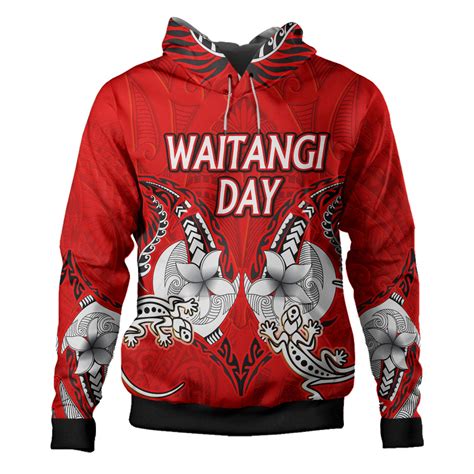 New Zealand Hoodie Custom Waitangi Day Lizards Maori Patterns