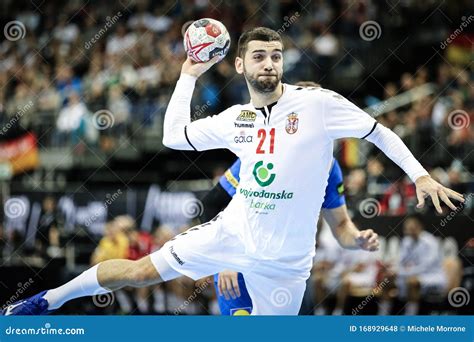 Serbian Handball Player Vanja Ilic Shooting The Ball Editorial Stock