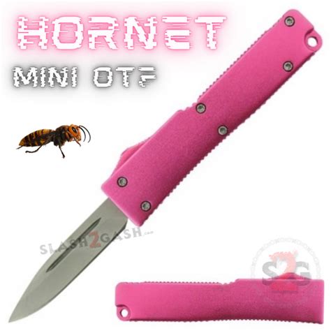 Keychain Mini Otf Knife Switchblade Single Edge Pink Hornet Slash2gash