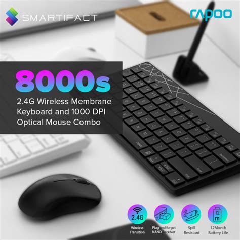 Rapoo 8000s Wireless Bluetooth Keyboard And Mouse Set 2 4g Wireless Membrane Keyboard And 1000 Dpi