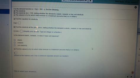 Solved For The Demand Function Q D P P Find The Chegg