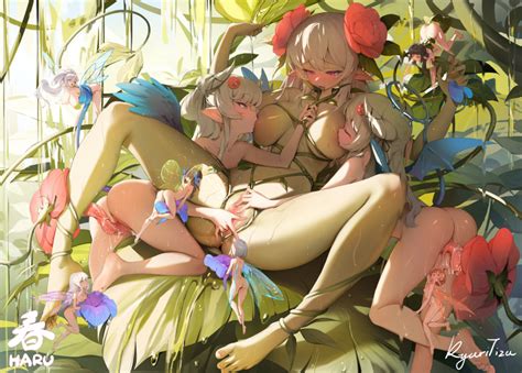 Kyuri Tizu Alraune Original Highres 6 Girls Age Difference Artist Name Ass Breast